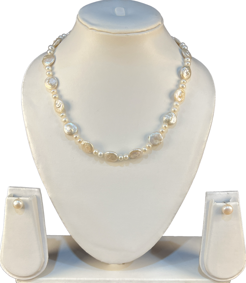 Mio - Fascinating combination of White Biwa pearls & 6 mm Round Pearls ...